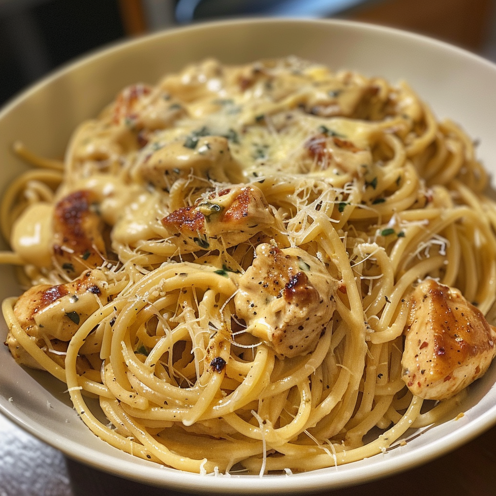 Creamy Cajun Chicken Spaghetti with Garlic Mozzarella Sauce
