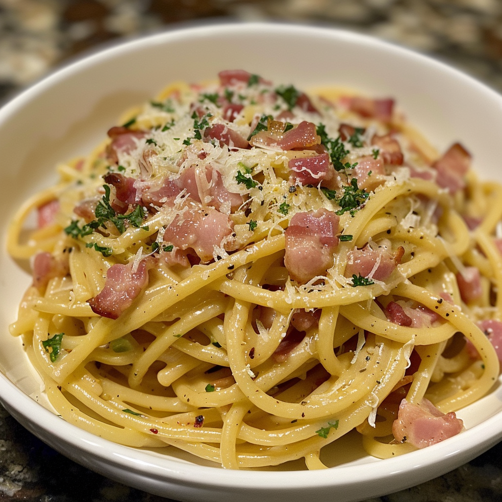 Classic Bacon Carbonara Pasta Recipe | Easy & Creamy