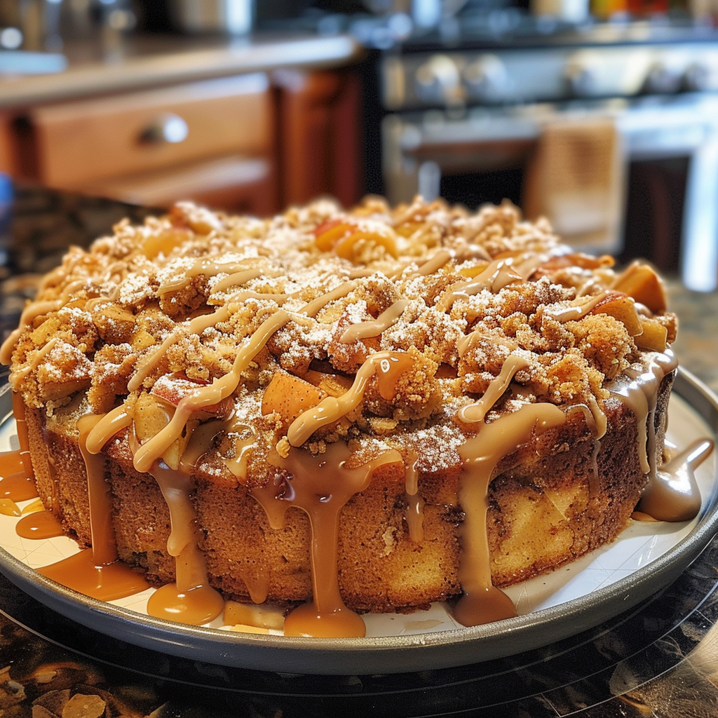 Apple Crumb Cake – Topped with Cinnamon Apple Drizzle