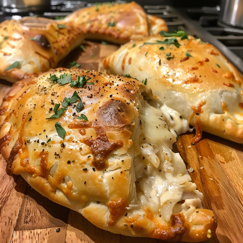 Chicken Alfredo Air Fryer Calzones Recipe – Easy & Cheesy