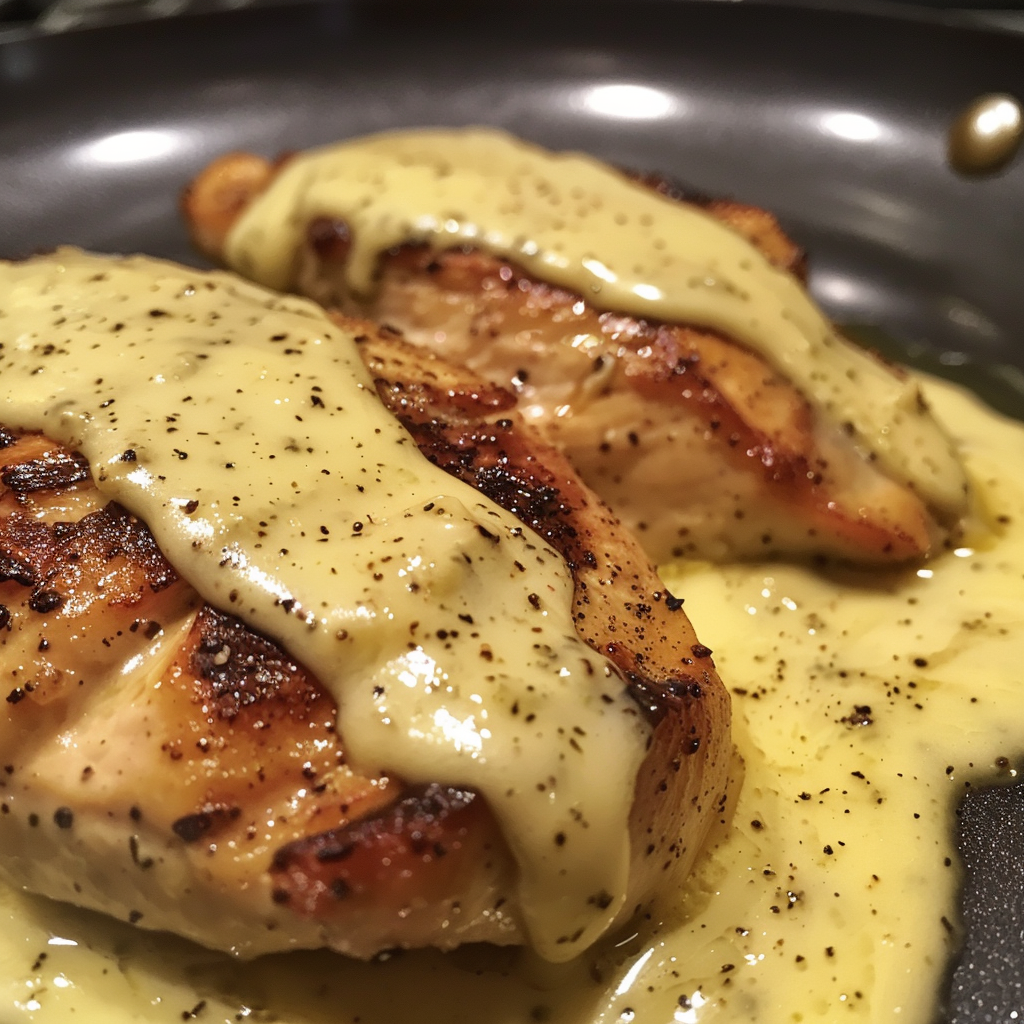 Chicken with Creamy Mustard Asiago Sauce | Easy Recipe