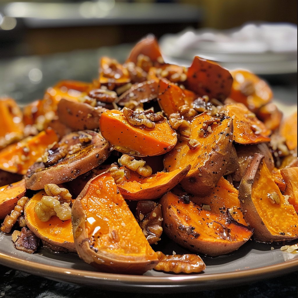 Maple Roasted Sweet Potatoes with Walnuts | Easy Fall Side