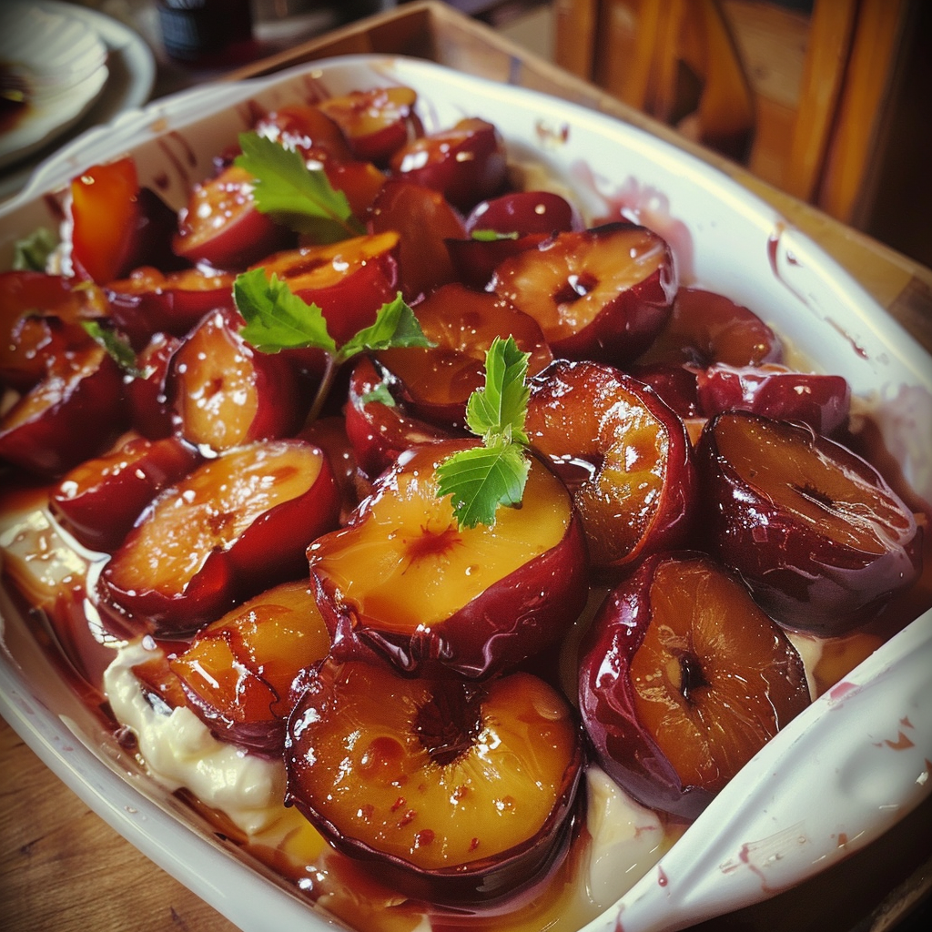Honey-Baked Plums with Mascarpone | Elegant Dessert Recipe