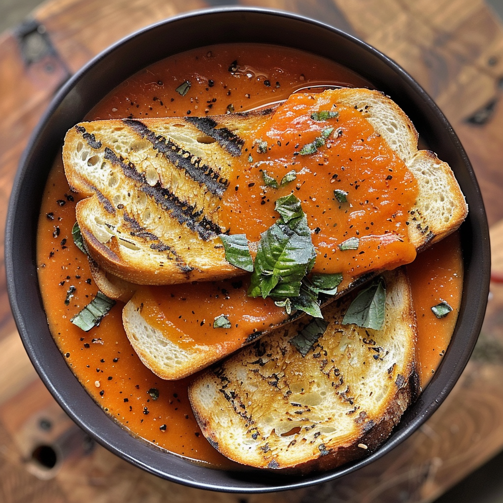 Tomato Soup with Grilled Cheesy Toast – Classic Cozy Comfort Recipe