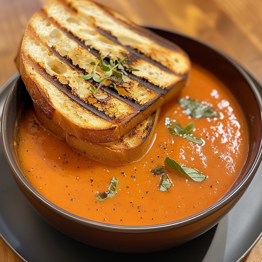 Tomato Soup with Grilled Cheesy Toast – Classic Cozy Comfort Recipe