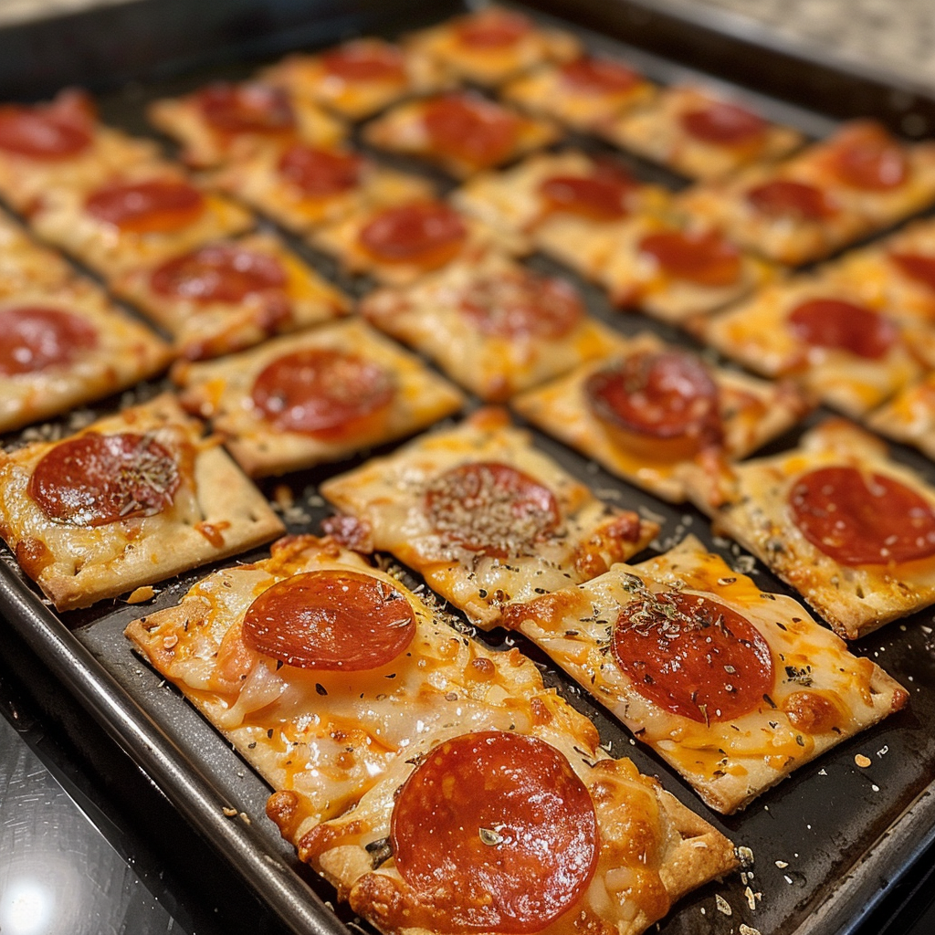 Pepperoni Pizza Crackers Recipe | Easy Cheesy Snack Bites